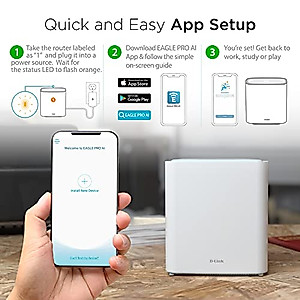 D-Link M32, Eagle Pro AI WiFi 6 Lifestyle Router - Smart Wireless Internet Network, Compatible with Alexa and Google, AX3200