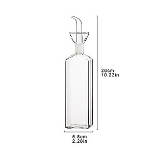 Oil Bottle Glass Olive Oil Dispenser Bottle Glass Cooking Oil Vinegar Measuring Dispenser With Spout for Kitchen and BBQ (500 ml/17 oz)