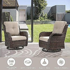 Belord Patio Furniture Beige Cushions with Removable Cover, 1 Pair of Cushions Including 1 Seat Cushion and 1 Back Cushion