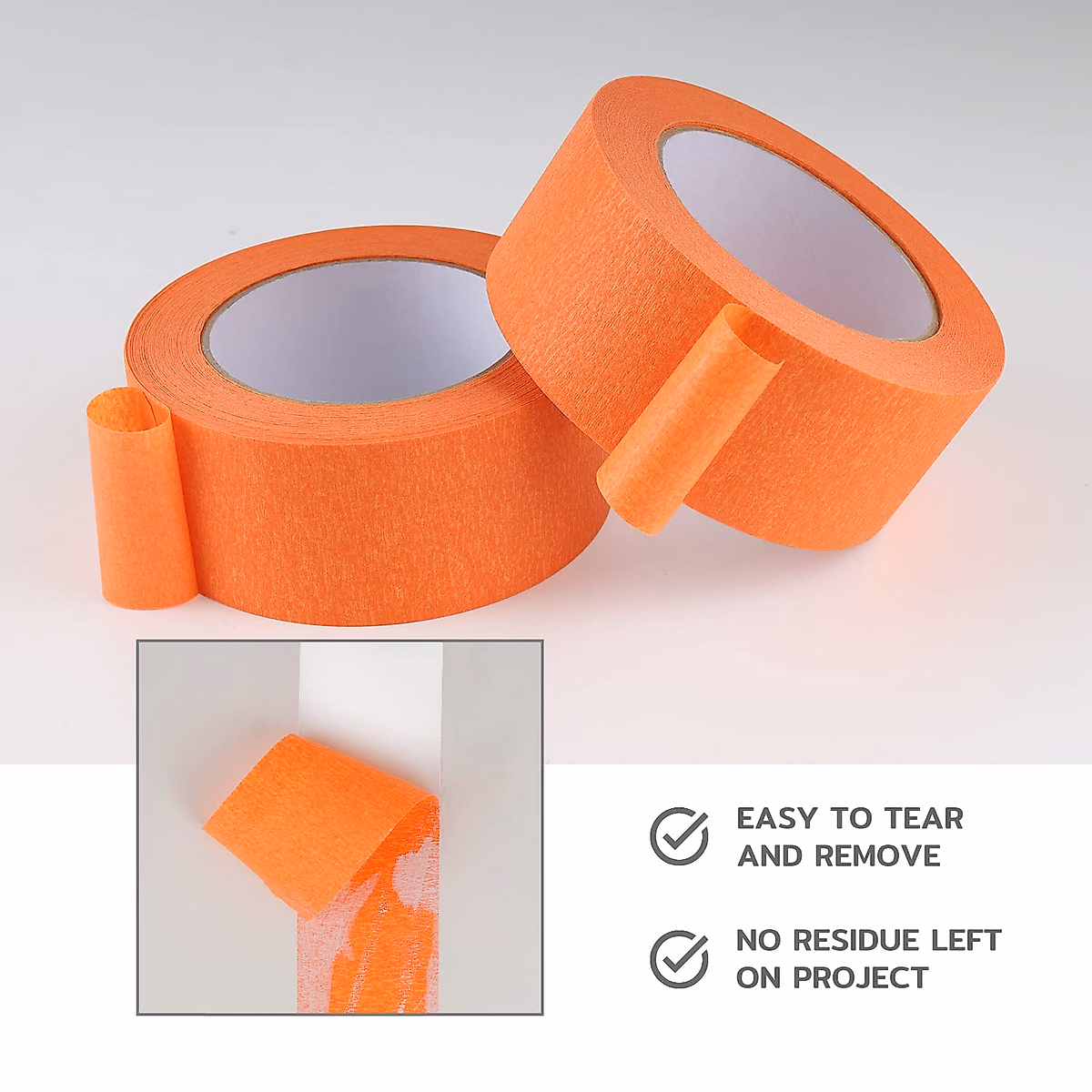 Lichamp Wide Orange Painters Tape 2 inch, 1pc Medium Adhesive Orange Masking Tape, 1.95 inches x 55 Yards