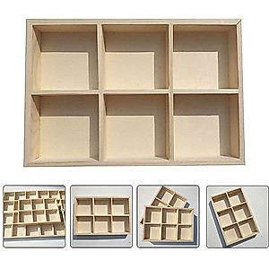 Alipis Wood Storage Case Wooden Drawer Organizer 6 Grid Divider Storage Box Underwear Socks Organizer Tray Closet Cabinet Storage Holder for Crafts Crayon Jewelry Pigment Compartment Case