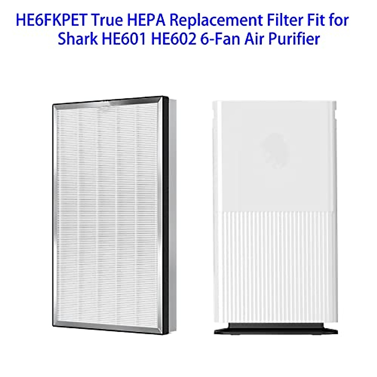 HE6FKPET True HEPA Replacement Filter Fit for Shark HE600 HE601 HE602 6 Fan Air Purifier Compare Part HE6FKPET HE6FKBAS HE6FKPRO