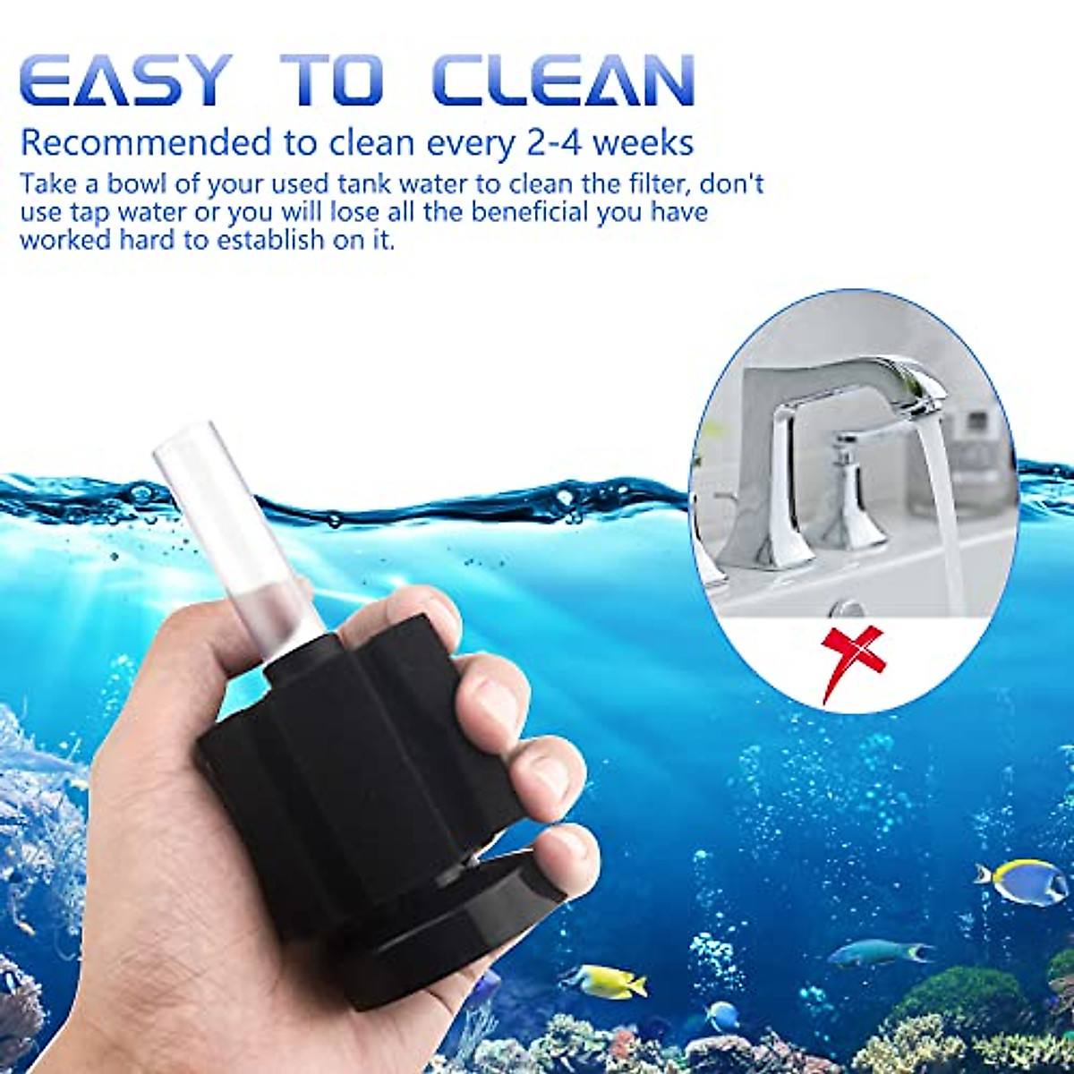 WMYCONGCONG 6 PCS Fish Tank Aquarium Soft Biochemical Sponge Filter, 2 Sizes