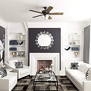 Inlight 52 Inch Indoor Ceiling Fan with 3 Lights and Pull Chain Control, Home Decor Ceiling Fan, Oil Rubber Bronze Reversible Motor, 5 Blades Low Profile Ceiling fan for Bedroom, 120V, IN-0702-2-BZ