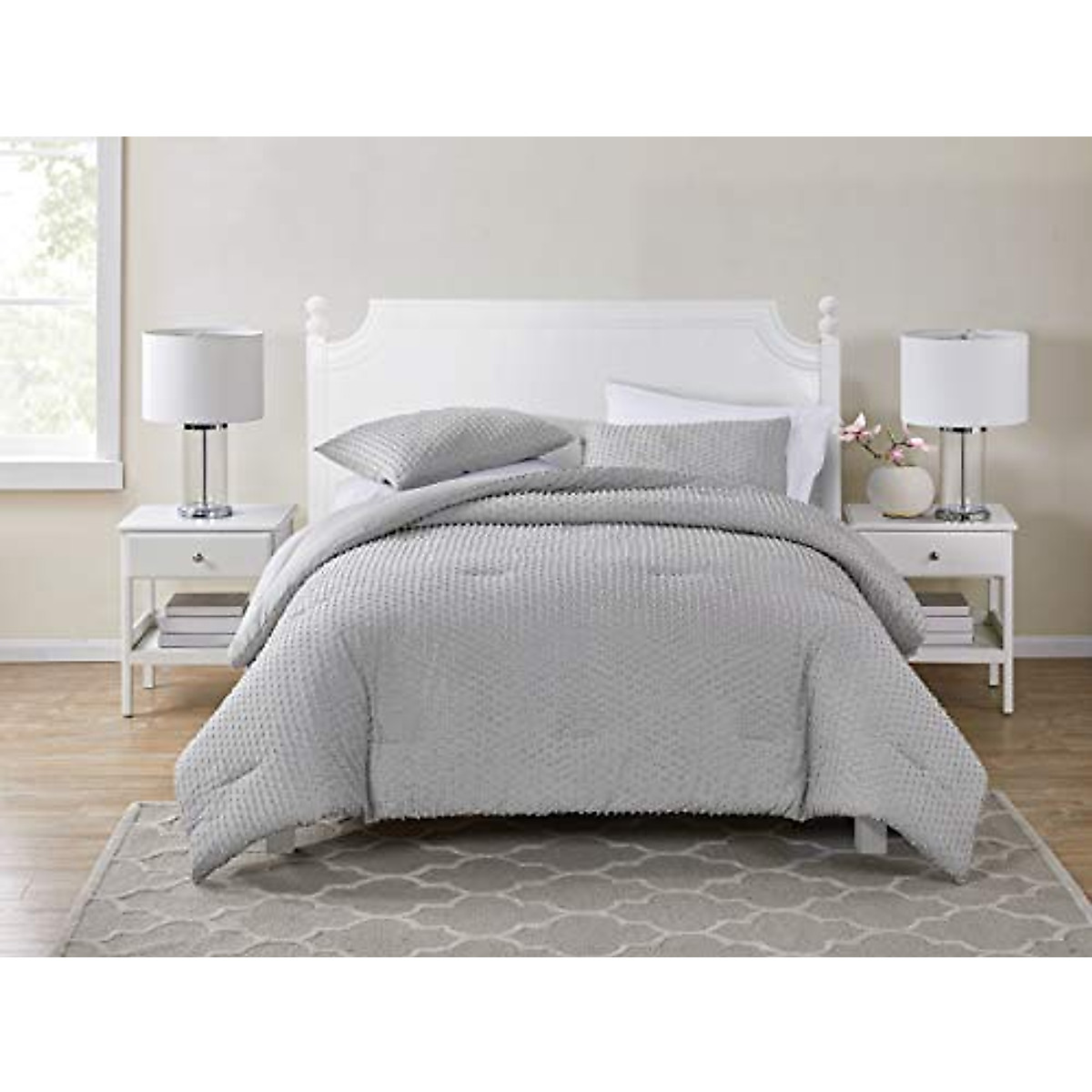 Tahari Home - King Comforter Set, 3-Piece Bedding with Matching Shams, Chic Room Decor (Vee Grey, King)