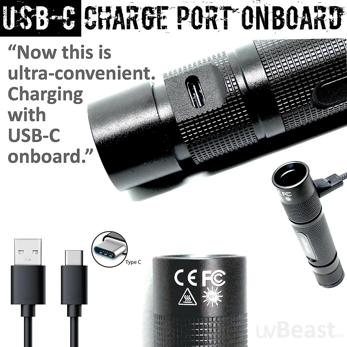 uvBeast New V3 365nm Mini - Black Light UV Flashlight – High Definition Pure Ultraviolet - Professional Grade High Power Upgraded 5 Core UV LED – USA Stock