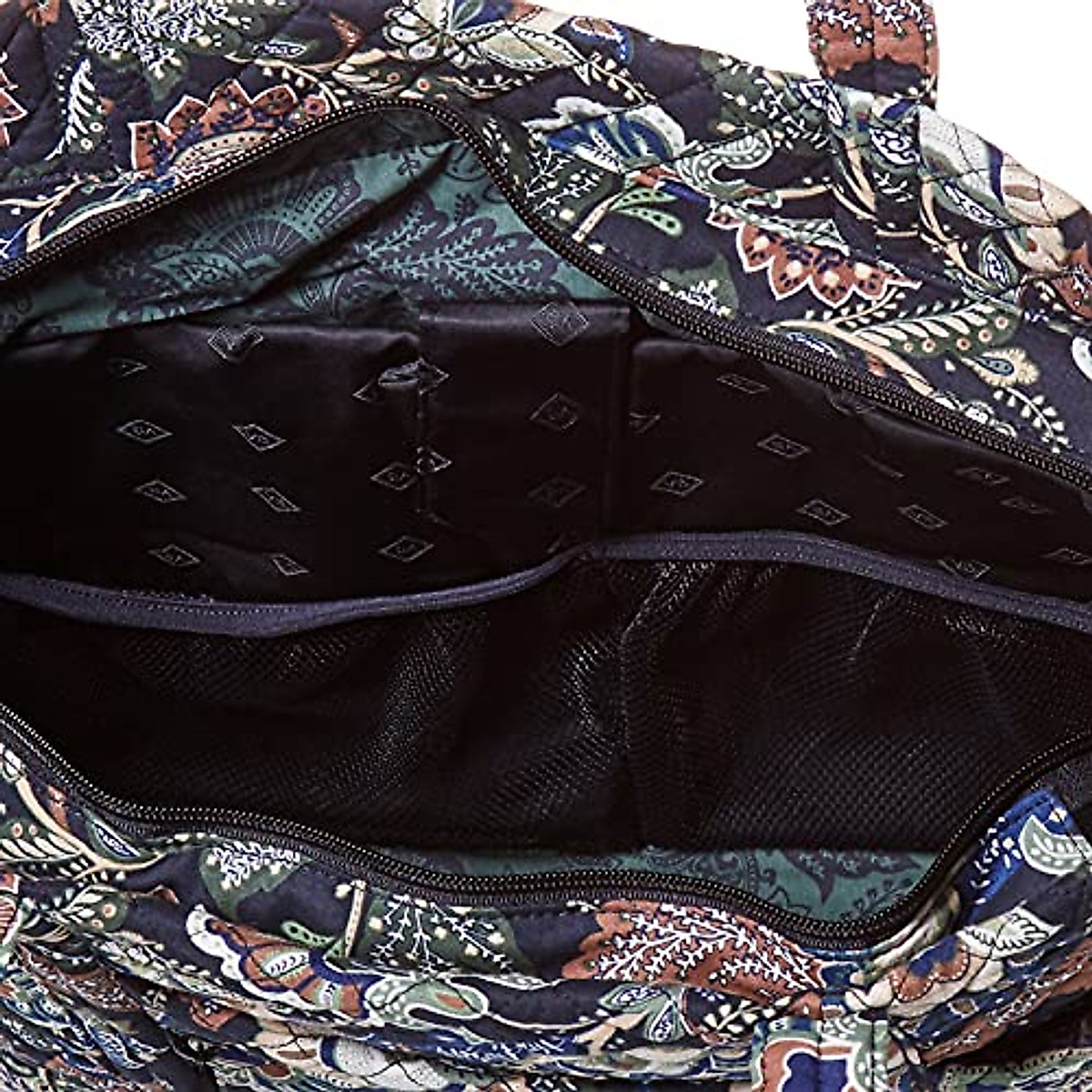 Vera Bradley Women's Cotton Deluxe Vera Tote Bag, Java Navy Camo - Recycled Cotton, One Size