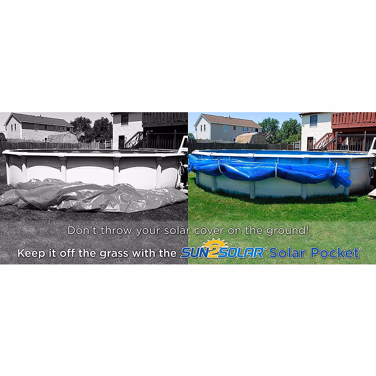 Solar Pocket® Cover Holder by Sun2Solar® | Keep Solar Blankets Off The Ground | Easy Storage and Retrieval | 5-Piece Aluminum U-Shaped Tube Set | Designed for Steel-Wall Above-Ground Swimming Pools