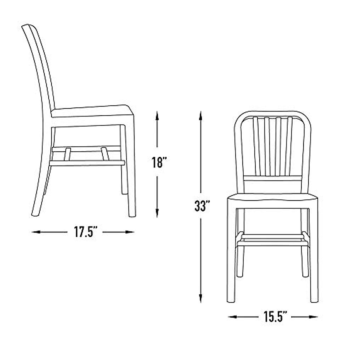 Laura Davidson Furniture Set of 2 Bryant Side Chairs for Dining & Office- Commercial Grade and Lightweight with Arm Rest, Made of Aluminum, Aluminum