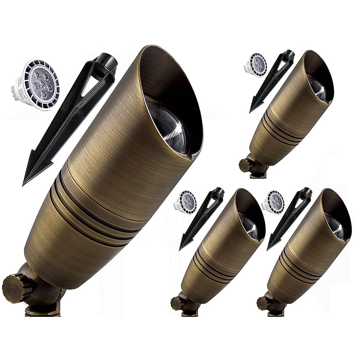 LED Spot Lights Outdoor 105 Landscape Light 7W MR16 LED Bulb - Solid Brass Metal Wall Light Security Lighting LED Yard Lights for Beautiful Bright Long Lasting Home Garden Patio Pool Lighting (4 Pack)