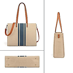 Laptop Tote Bag for Women, Fits 15.6 Inch Laptop Bag, Large Canvas Work Tote Bags for Women, Computer Briefcase Shoulder Bag, Casual Beach Bag, Ideal for Travel/Daily Use/Birthday Gift