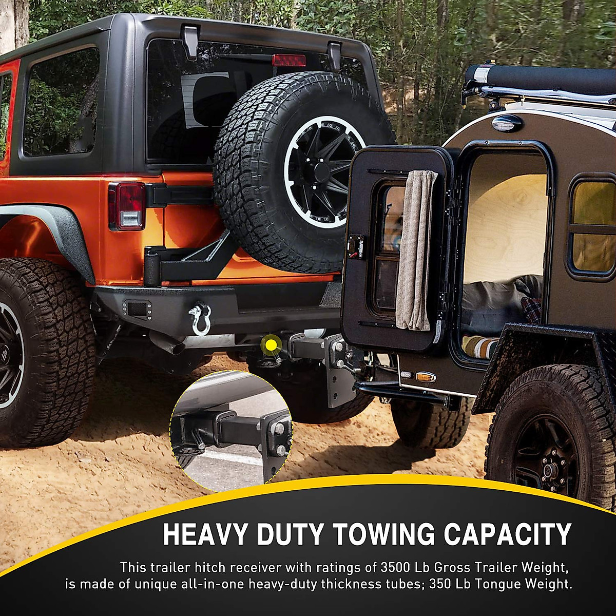 Nilight - JK-61A 2" inch Rear Bumper Tow Trailer Hitch Receiver Kit, Compatible for 2007-2018 Jeep Wrangler JK 4 Door & 2 Unlimited, w/4-Pin Wiring Harness (Exclude JL Models)