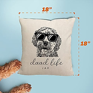 Pattern Pop - Personalized Doodle Throw Pillow - 18”x18” Dog with Glasses Pillow - Great for Gifting - Pillow Personalized for You - Made to Celebrate Your Pup - Linen