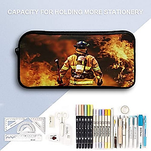 Fireman in Fire Pencil Case Pencil Pouch Coin Pouch Cosmetic Bag Office Stationery Organizer