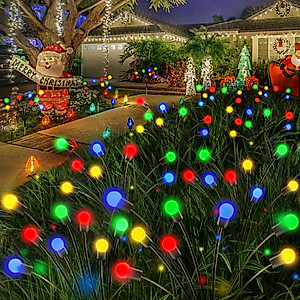 8-Pack Solar Garden Lights, New Upgraded Firefly Solar Lights Fairy Garden Decor (Sway by Wind), Waterproof Solar Outdoor Lights for Yard Patio Pathway Christmas Decorations (Multicolor)
