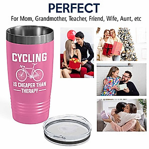 Flairy Land Bike Lover Pink Edition Tumbler 20oz - Cycling is cheaper - Biker Sport Trails Bicycle Off Road Cross Country Hobby Athlete Player Rider