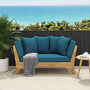 Christopher Knight Home 317016 Serene Daybed, Dark Teal + Teak + Khaki
