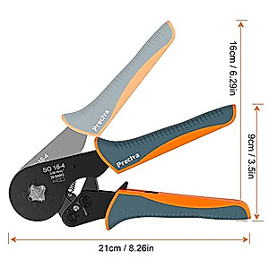 Wire Ferrule Crimping Tool, Preciva AWG 28-5 (0.08-16mm²) Square Jaw Wire Crimping Pliers Self-Adjustable Ratchet Ferrule Terminals Crimper for Wire Terminals Cables End-sleeves
