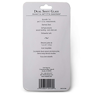 Cork Pops Giovanni Double Shot Glass With Easy To Hold Neoprene Center Grip, Silver Black