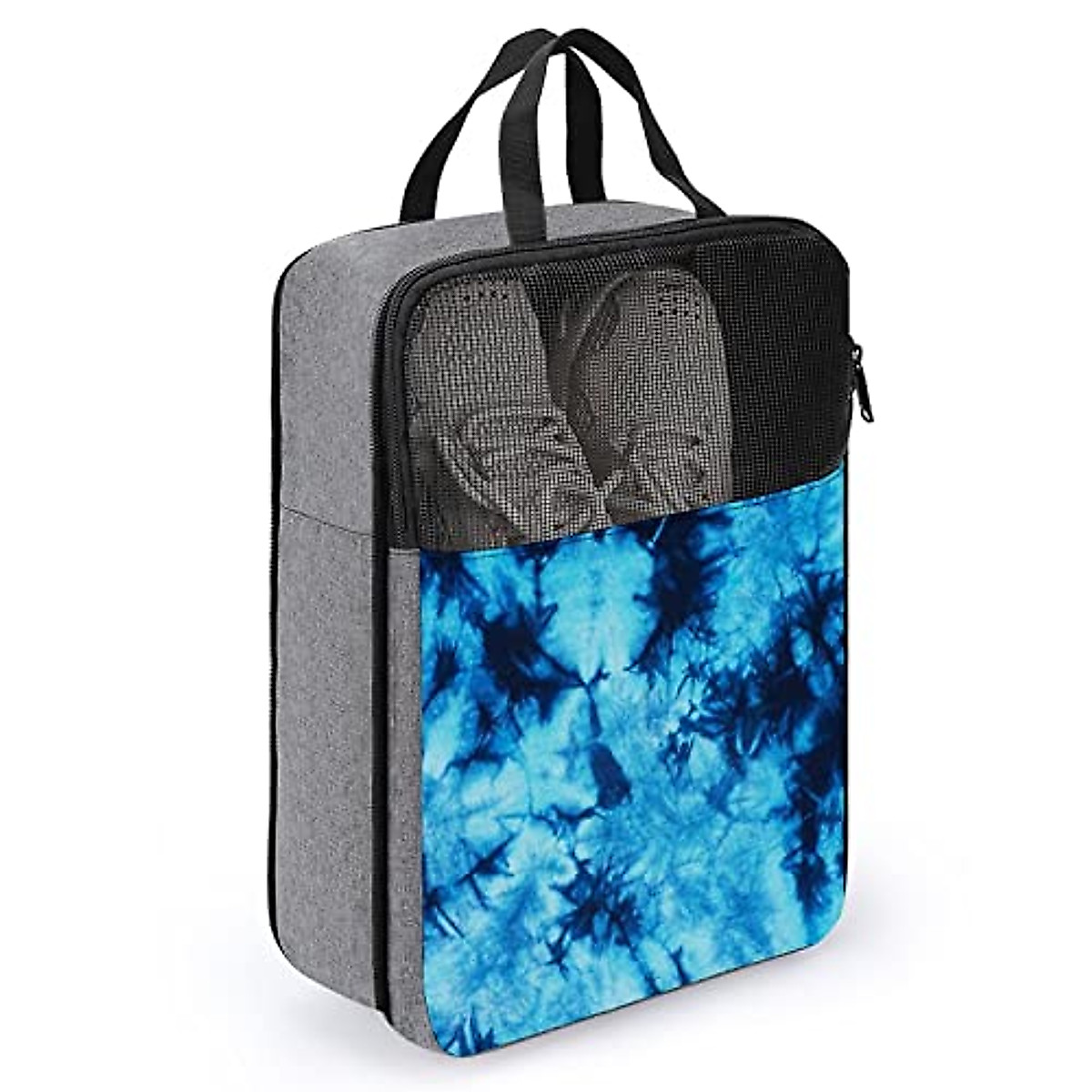 Frcavbin Indigo Tie Dye Travel Shoe Bag Shoes Carrier with Handle and Zipper Foldable Shoe Puches Organizer for Home storage School starts