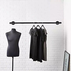 Industrial Pipe Clothing Rack - 38 inch Clothes rack, Wall Mounted Clothes Rack - Closet Rod, Industrial Pipe Style Rolling Garment Rack with Shelf, for Bedroom, Laundry Room