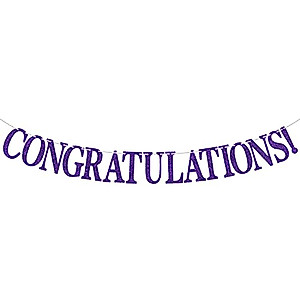 Purple Glitter Congratulations Banner, Congrats Grad/Class of 2023/So Proud of You, 2023 Graduation Party Supplies Decorations