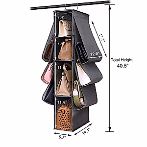 WOWCASE Hanging Purse Handbag Organizer Wardrobe Closet Organizer Nonwoven 10 Pockets Hanging Closet Storage Bag (Grey)