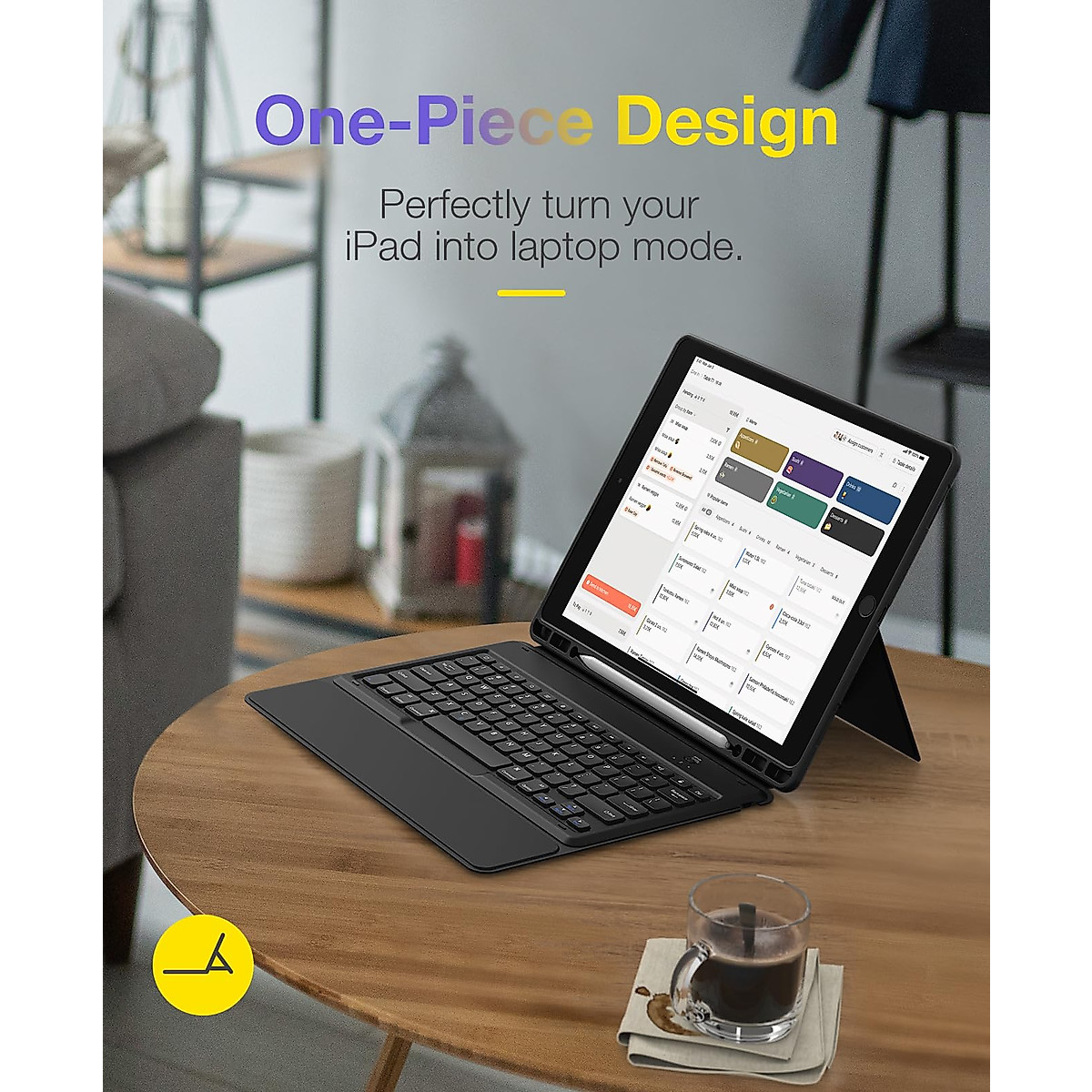 Sounwill for iPad Pro 12.9 Case with Keyboard Compatible for iPad Pro 12.9" 2015/2017, Ultra-Thin PU Leather Silicon Rugged Shock Keyboard Stand Case with Pencil Holder (Not Fit for 2018 iPad)-Black
