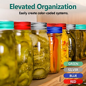 Regular Mason Jar Lids & Rings – 60 Pc. Replacement Mason Jar Lids Set of 48 Lids & 12 Bands – Colorful Baflan-Brand Kerr & Ball Mason Jar Lids with Regular Mouth for Canning Supplies, Crafts, & More