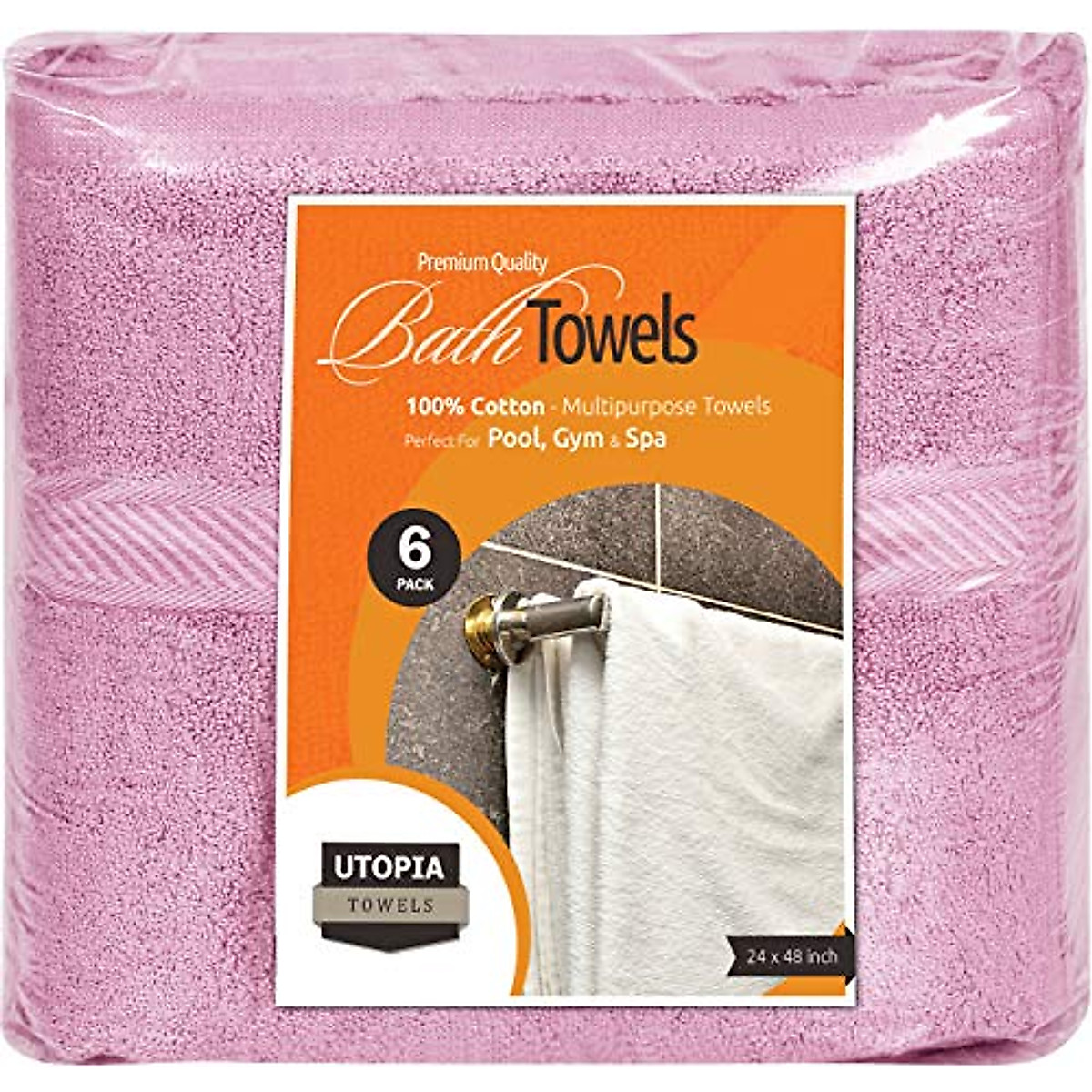 Utopia Towels 6 Pack Medium Bath Towel Set, 100% Ring Spun Cotton (24 x 48 Inches) Medium Lightweight and Highly Absorbent Quick Drying Towels, Premium Towels for Hotel, Spa and Bathroom (Pink)