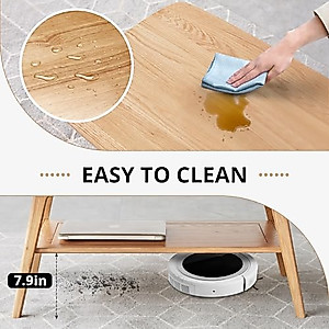 Coffee Table, High End Solid Wood Coffee Table with Storage Shelf and Open Tabletop, 2-Tier Coffee Table Rectangular Coffee Table for Living Room, Office, Easy Assembly(39.37 * 19.69 * 17.32 Inch)