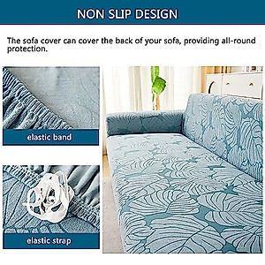 GUYIRT Sofa Slipcovers 3 Seater, Jacquard Couch Sofa Cover, Form Fit Slip Resistant Universal Furniture Protector for Living Room-Blue-4 Seater 235-300cm