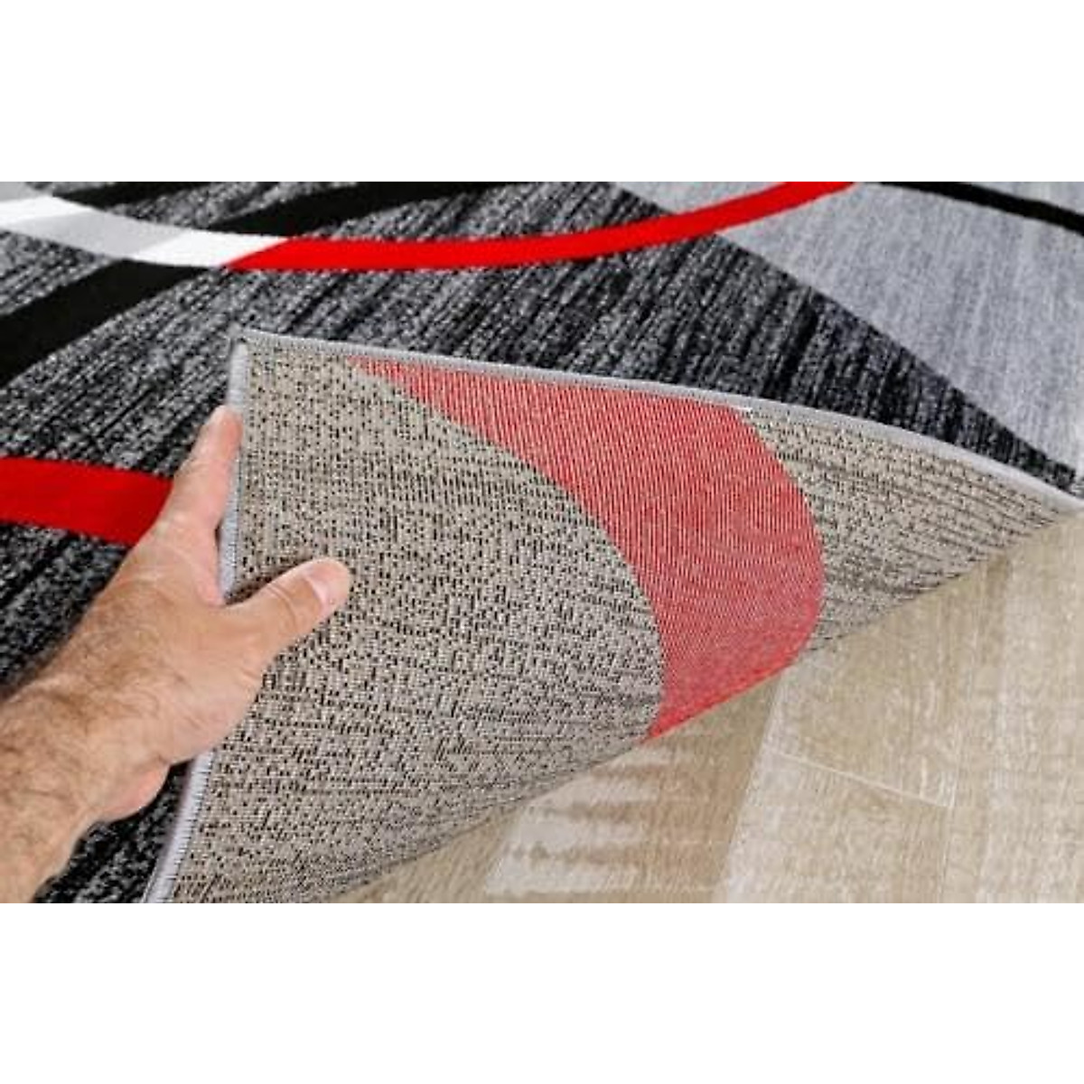 Luxe Weavers Victoria Collection 3895 Gray 2x8 Modern Abstract Geometric Stain Resistant Area Rug