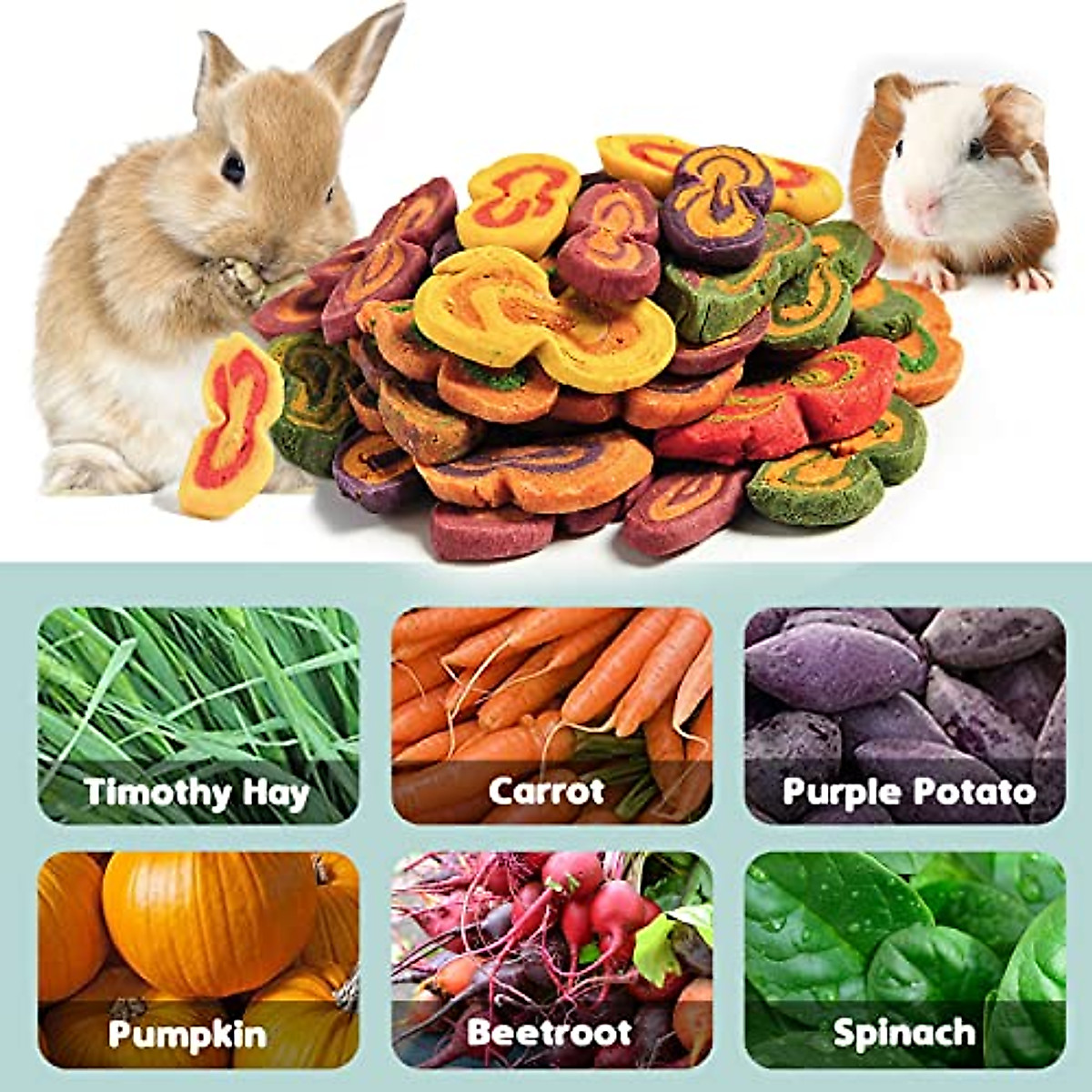 X-pet Rabbit Chew Toys and Chinchilla Treats, 150g Natural Timothy Grass Molar Treats Suitable for Guinea Pig Hamster Bunny Chinchilla Gerbil Squirrel