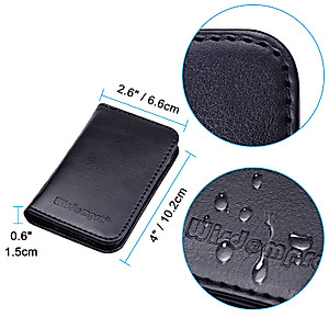 Wisdompro Business Card Holder, 2-Sided PU Leather Folio Pocket Slim Name Card Wallet Case with Magnetic Shut for Men and Women - Black