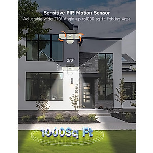 soysout Solar Outdoor Lights, 3000LM 176 LED Security Lights with Remote Control, 4 Heads Motion Sensor Lights, IP65 Waterproof Outdoor Floodlights