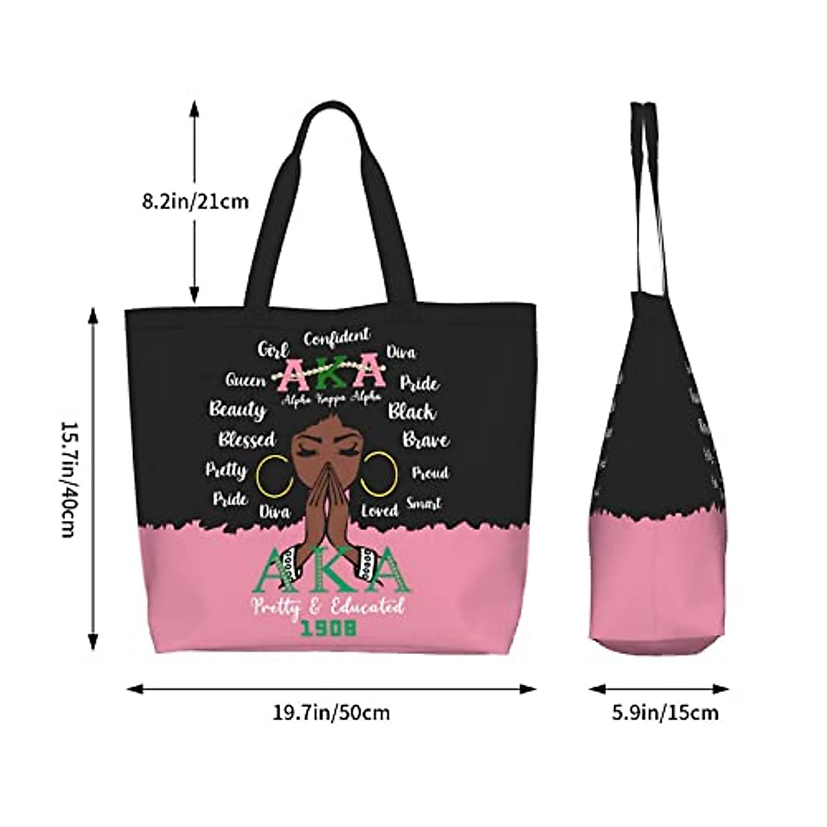 Eqmovwsy Sorority Tote Bag Gifts for Women, Reusable Travel Bag Kitchen Grocery Bags, Foldable Shopping Tote for Women Girls (nv)