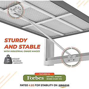 Xabitat Wall Mounted Ironing Board, 36.2" X 12.2" Compact Mount Fold Down Iron Board for Small Spaces, Space Saving with Cotton Fabric Cover, Black and Grey