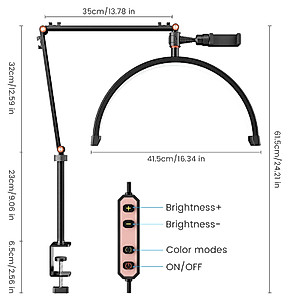 cenoz Lash Light for Eyelash Extensions, Estheticians Light, Half Moon Lash Lamp, Eyelash LED Desk Lamp, Lighting for Beauty, Skincare, Lashes, Eyebrows, Filming, and Content Creation(Black