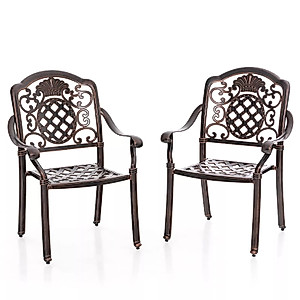 VcJta 2PCS Aluminum Outdoor Armchairs, Patio Metal Chairs with Ergonomic Curved seat - Stylish Seating for Your Garden