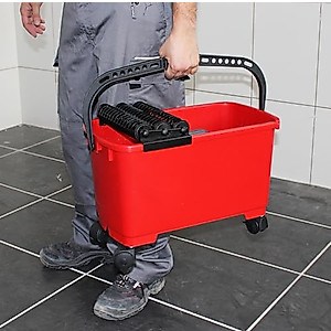 RUBICLEAN Triple SuperPro Grout Bucket System – Lightweight, Durable Washboy with 3 Spiral Rollers, 5.3 gal Capacity, Wheels, and Carry Handle – Ideal for Tile Installation and Cleaning
