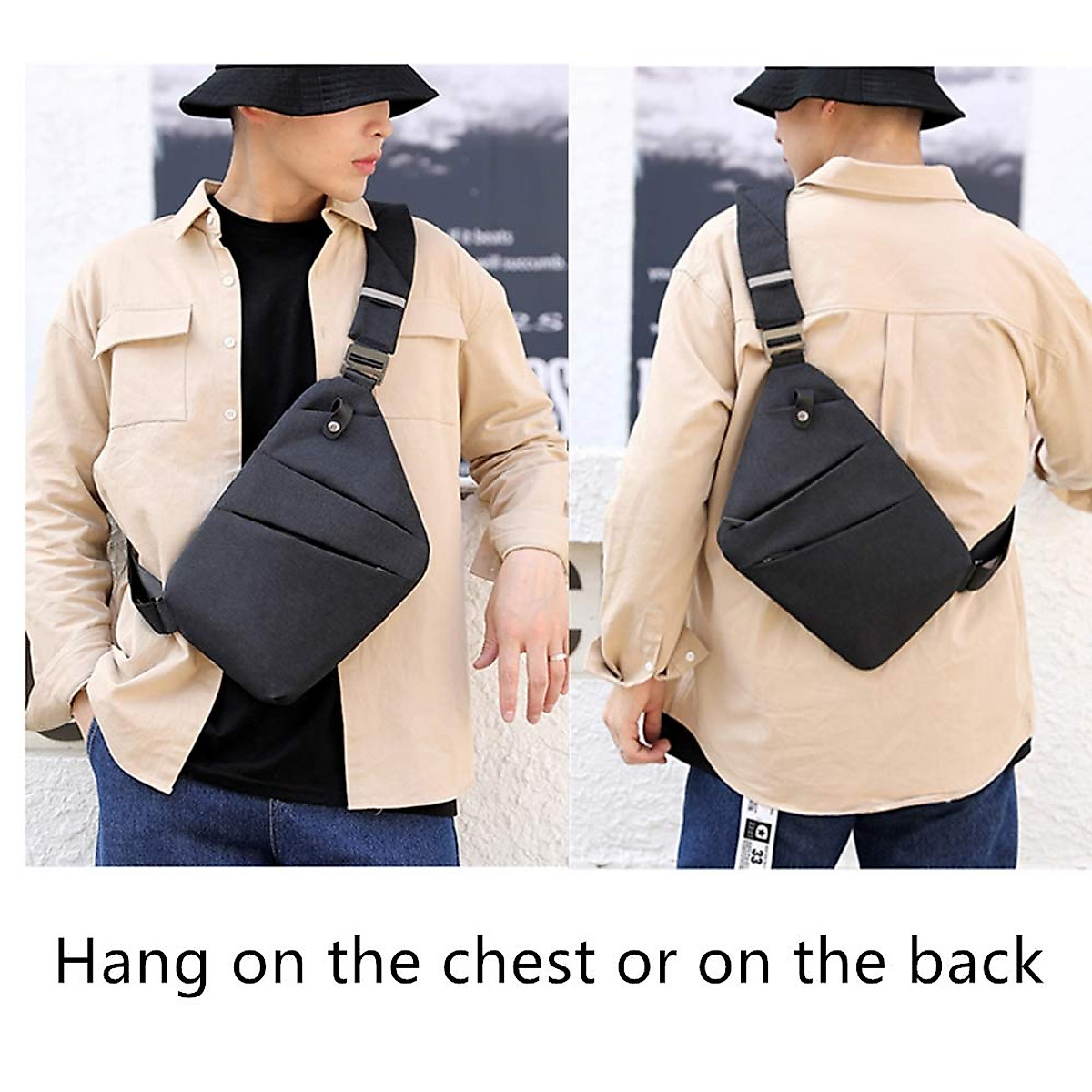 Malacoso Sling Bag Chest Crossbody Bag Personal Pocket Bag Anti-Theft for Cycling Hiking