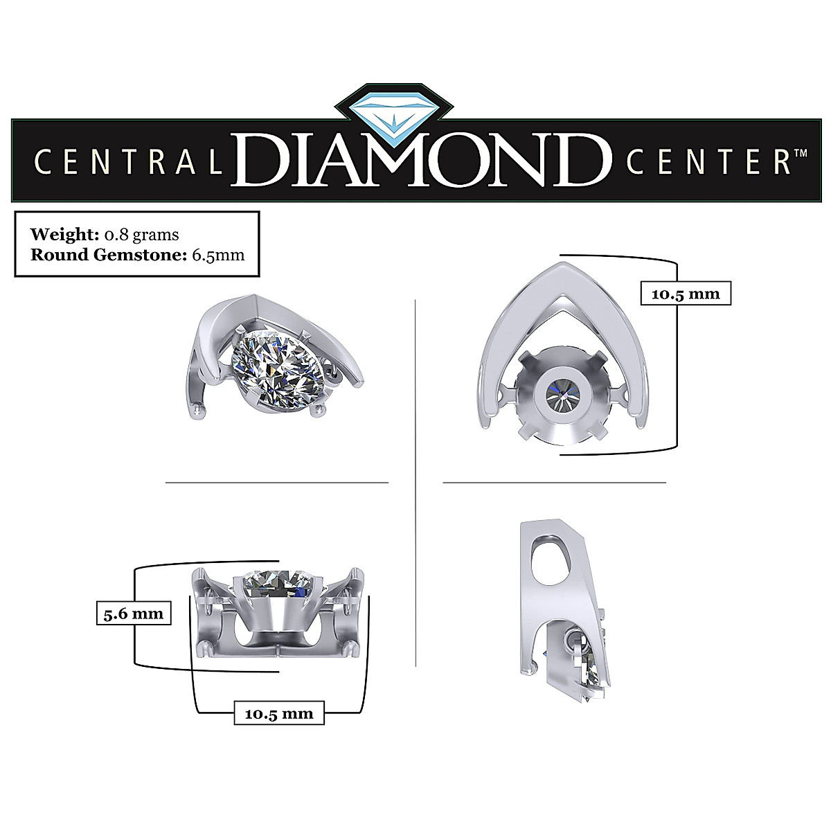 Central Diamond Center Omega Dancing Stone Necklace Sterling Silver & Pure Brilliance Zirconia - Platinum Plated