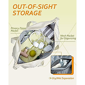 Gym Bag for Women, BAGSMART Sports Travel Duffel Bag With Shoe Compartment & Wet Pocket, Carry On Weekender Duffel Bag, Water Resistant Sports Gym Tote Bags Swimming Yoga Workout - White