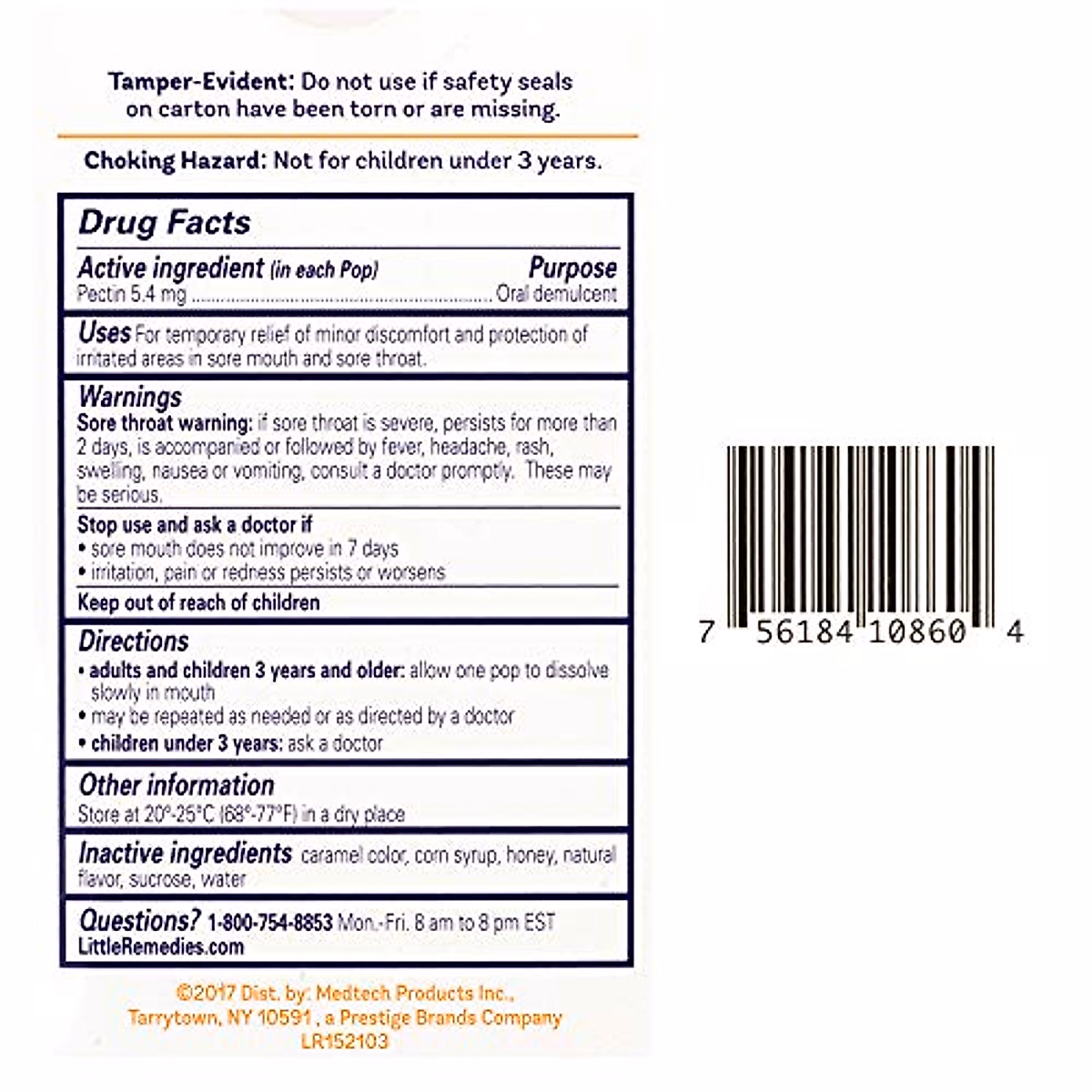 Little Remedies Sore Throat Pops, Made With Real Honey, 10 Count