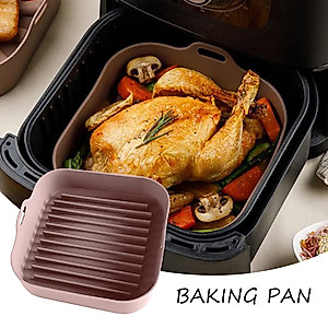 Air Fryer Silicone Pot, Air Fryer Replacement Basket, 8x8x2.95 inch Square Silicone Air Fryer Basket for Paper Liners, Silicone Bowl For Air Fryer Oven Accessories