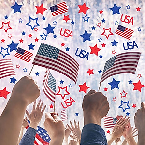 Whaline 300Pcs Independence Day Confetti 4th of July Glitter Red Blue White American Flag USA Patriotic Table Confetti Twinkle Stars Table Centerpiece for National Day Memorial Day Party Decorations