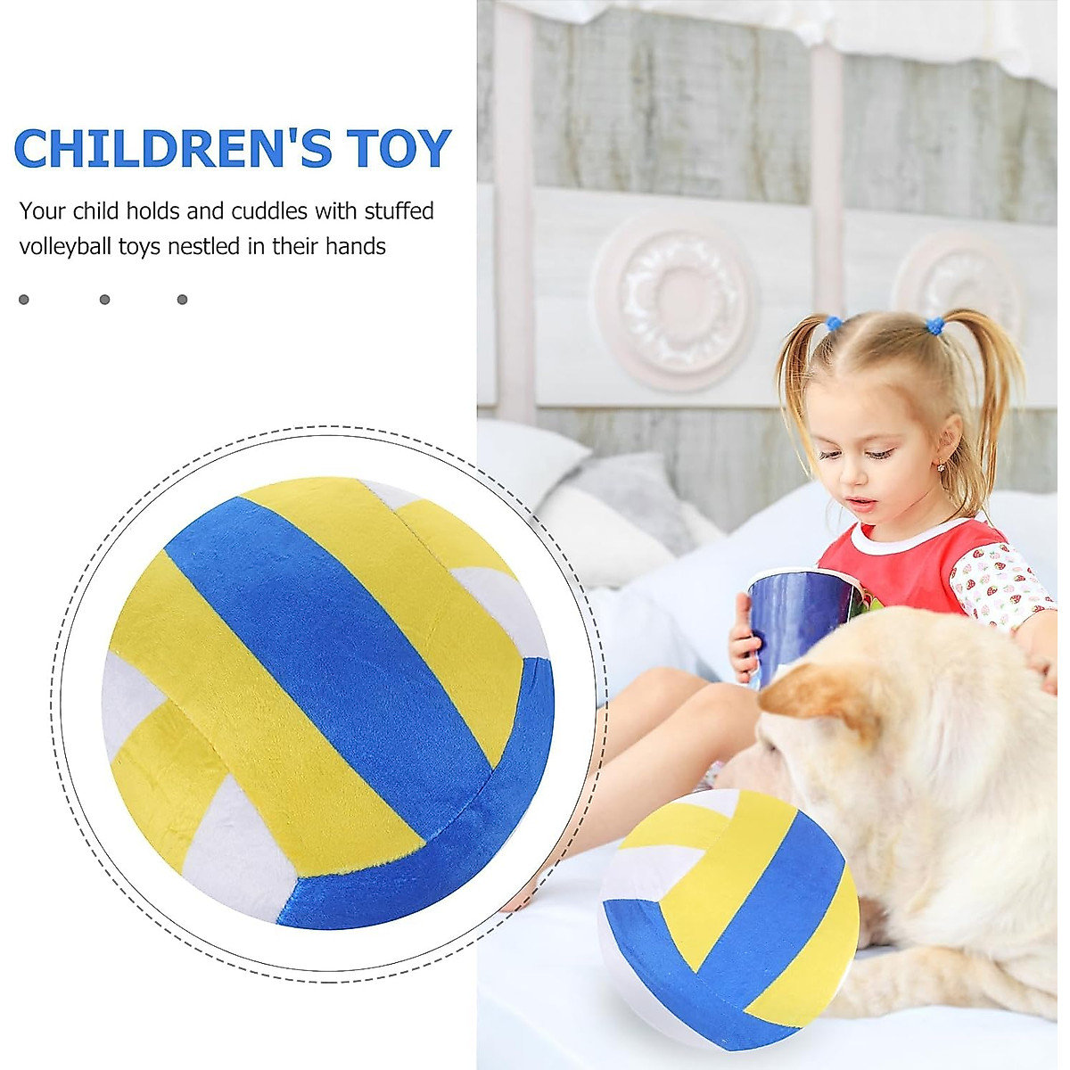 8.7Inch Volleyball plush toy,Volleyball Volleyball Plush Pillow,volleyball stuff,Volleyball Throw Pillow,Soft Round Volleyball Shaped Pillow Sport Toys,Gift for Kids Room Decor (Yellow blue and white)