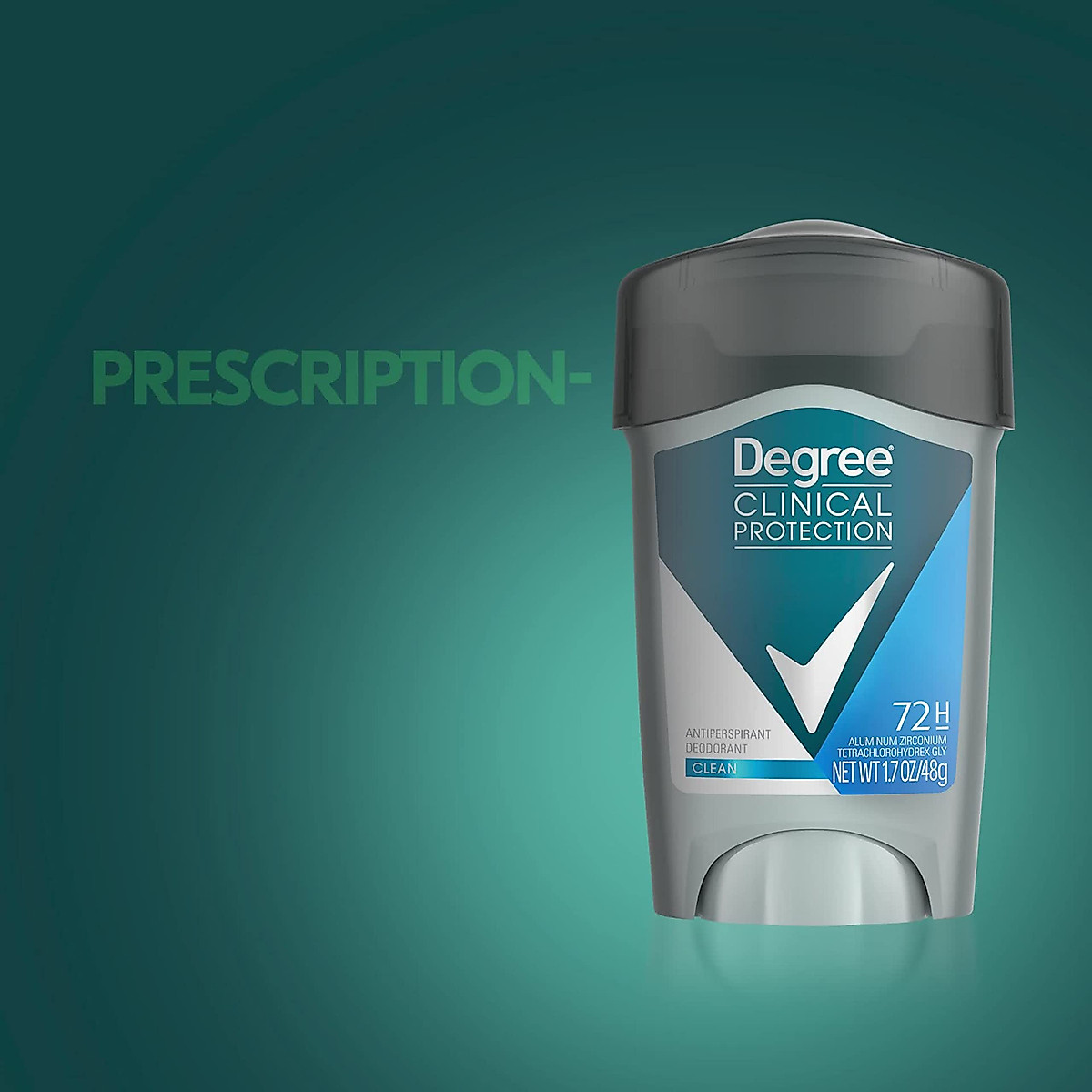 Degree Men Antiperspirant Deodorant Clean 72-Hour Sweat & Odor Protection Prescription-Strength Antiperspirant For Men with MotionSense Technology 1.7 oz