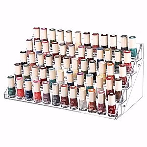 Cq acrylic Nail Polish Holder Organizer Clear Acrylic Nail Polish Tray Fingernail Polish Display case 5 layers 72 Bottles Essential Oils Holder Sunglasses Eyewear Organizer Display Case